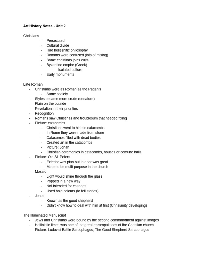 Art History Notes - Unit 2 | PDF