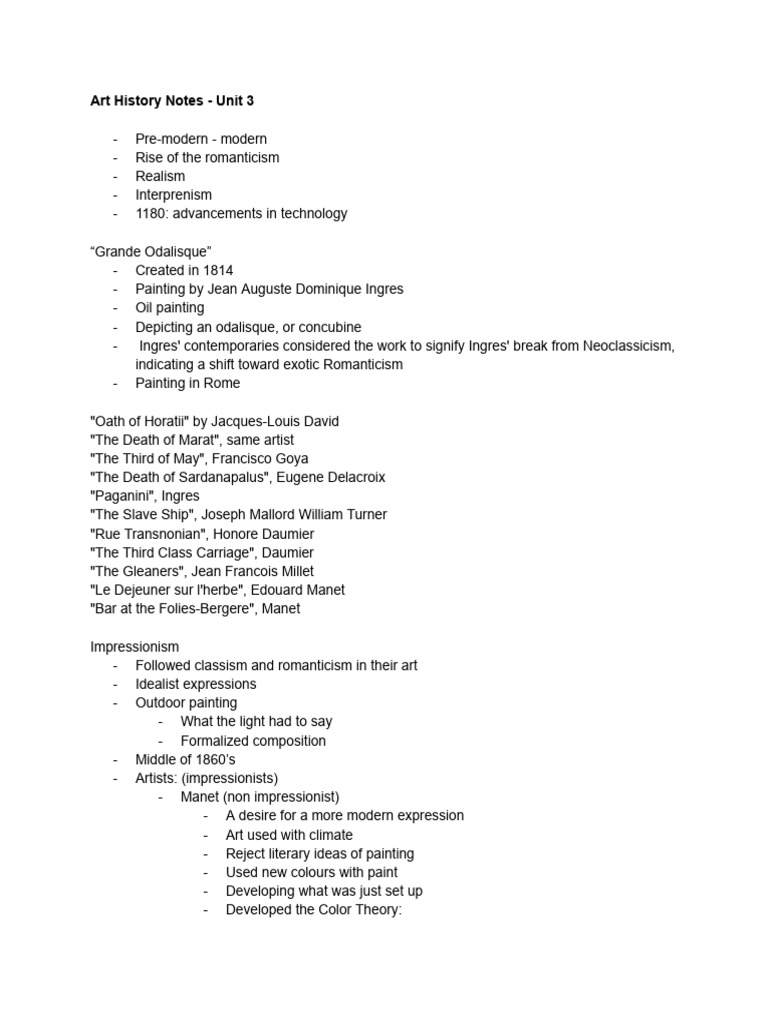 Art History Notes - Unit 3 | PDF
