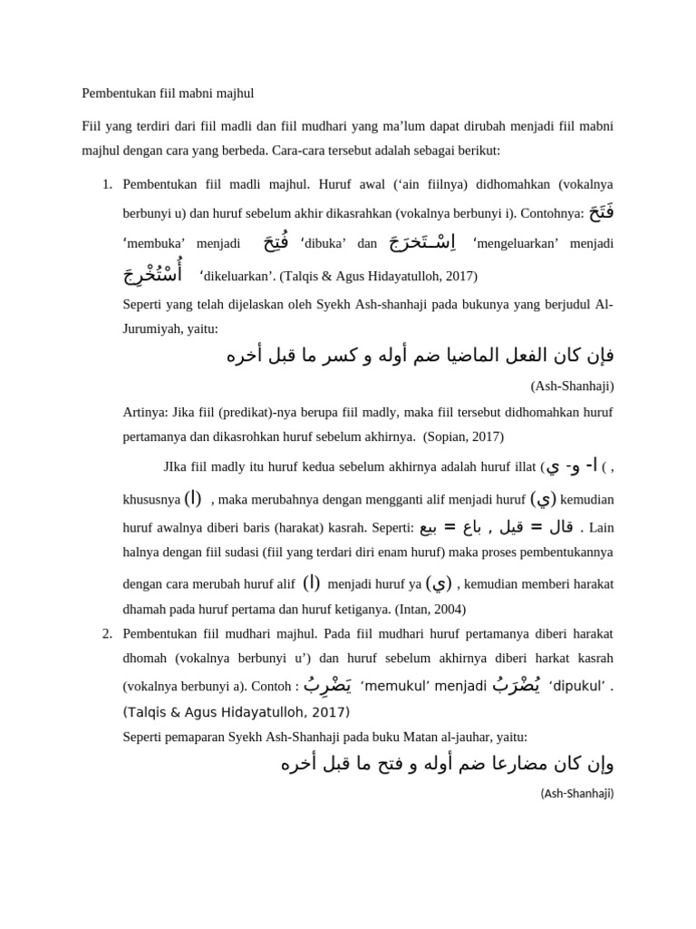 Pembentukan Fiil Mabni Majhul | PDF