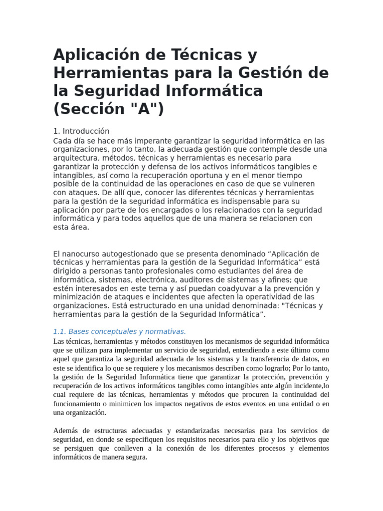 Aplicación de Técnicas y Herramientas para La Gestión de La Seguridad Informática | PDF