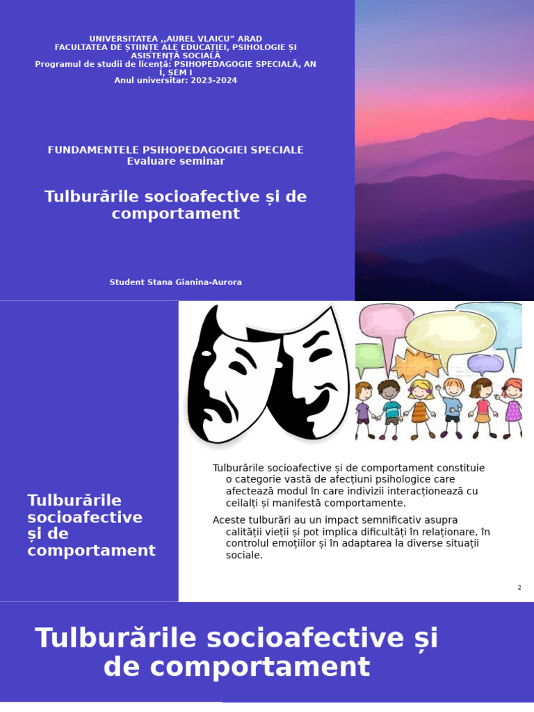 Tulburari Socioafective Și de Comportament 3 | PDF