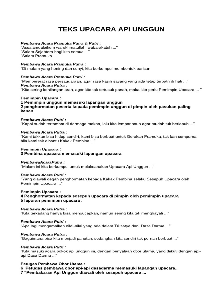 Teks Upacara Api Unggun | PDF | Seni | Puisi
