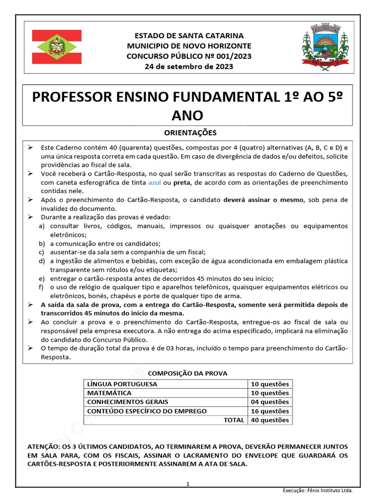 Professor Ensino Fundamental 1 Ao 5 Ano | PDF