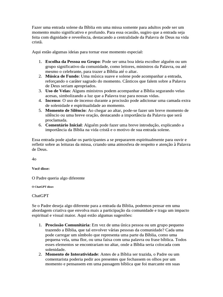 Fazer Uma Entrada Solene Da Bíblia em Uma Missa Somente para Adultos Pode Ser Um Momento Muito ...