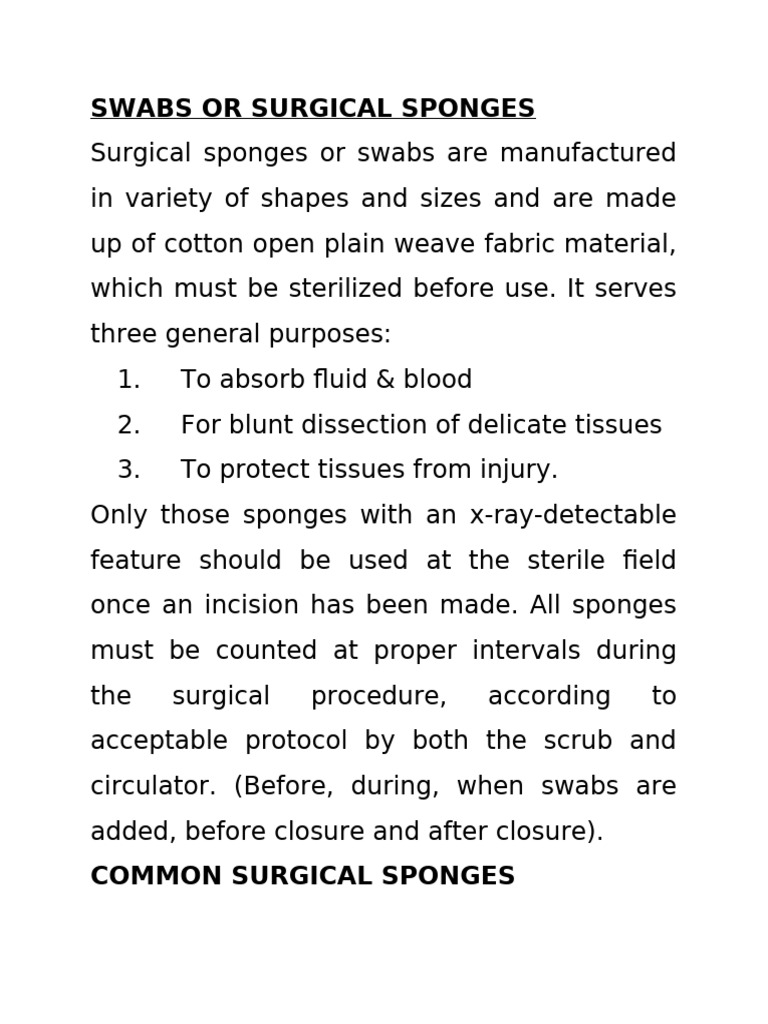 Swab Surgical Sponges | PDF