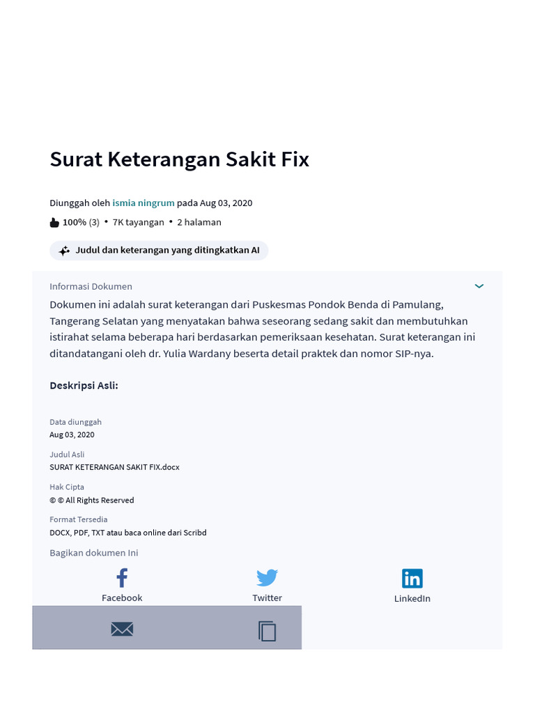 Surat Keterangan Sakit Fix | PDF | PDF