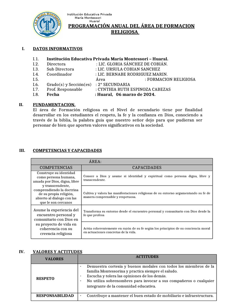 1 y 2 de secundaria formacion religiosa | PDF