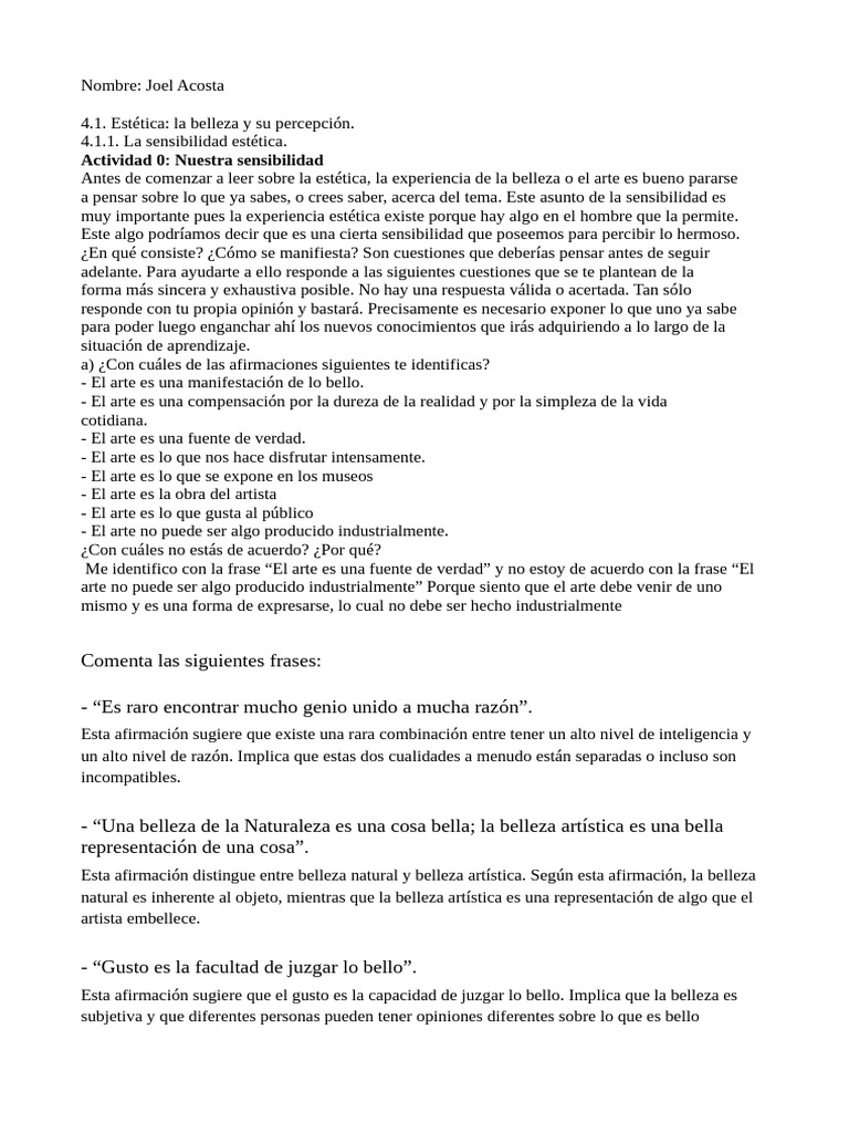 Actividades Belleza | PDF