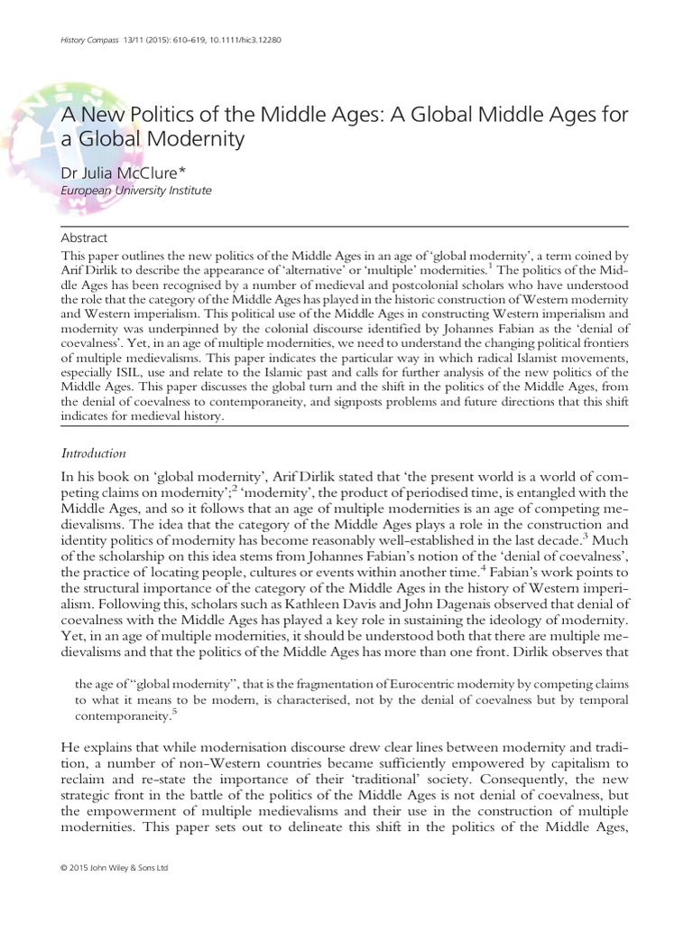 Julia McClure - A New Politics of The Middle Ages A Global Middle Ages ...