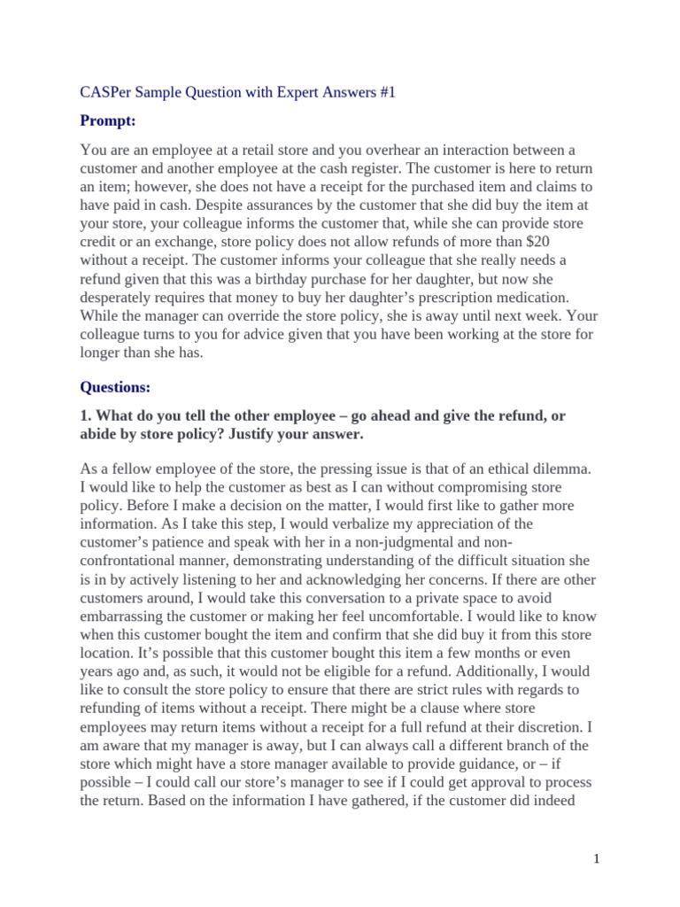 CASPer Sample Questions | PDF