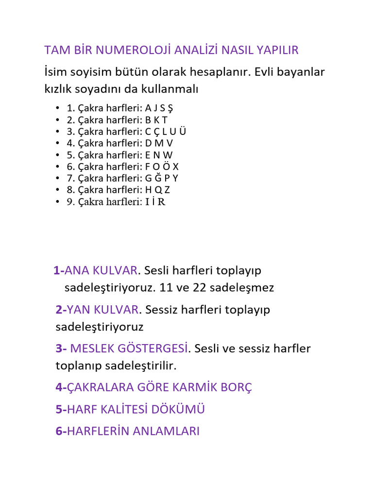 Numeroloji Hesaplama | PDF