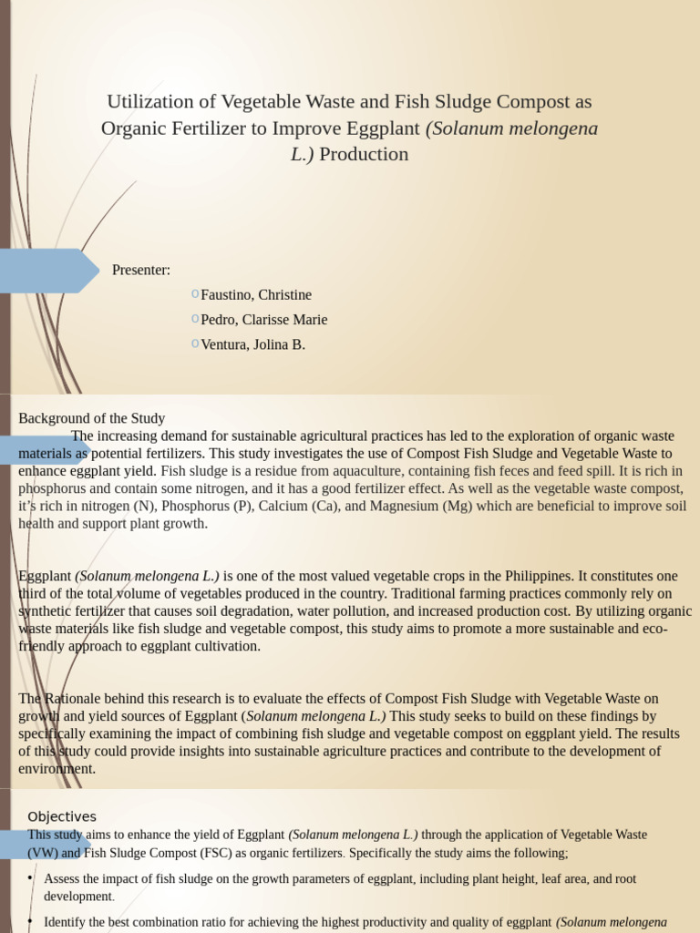 Utilization of Vegetable Waste and Fish Sludge Compost | PDF