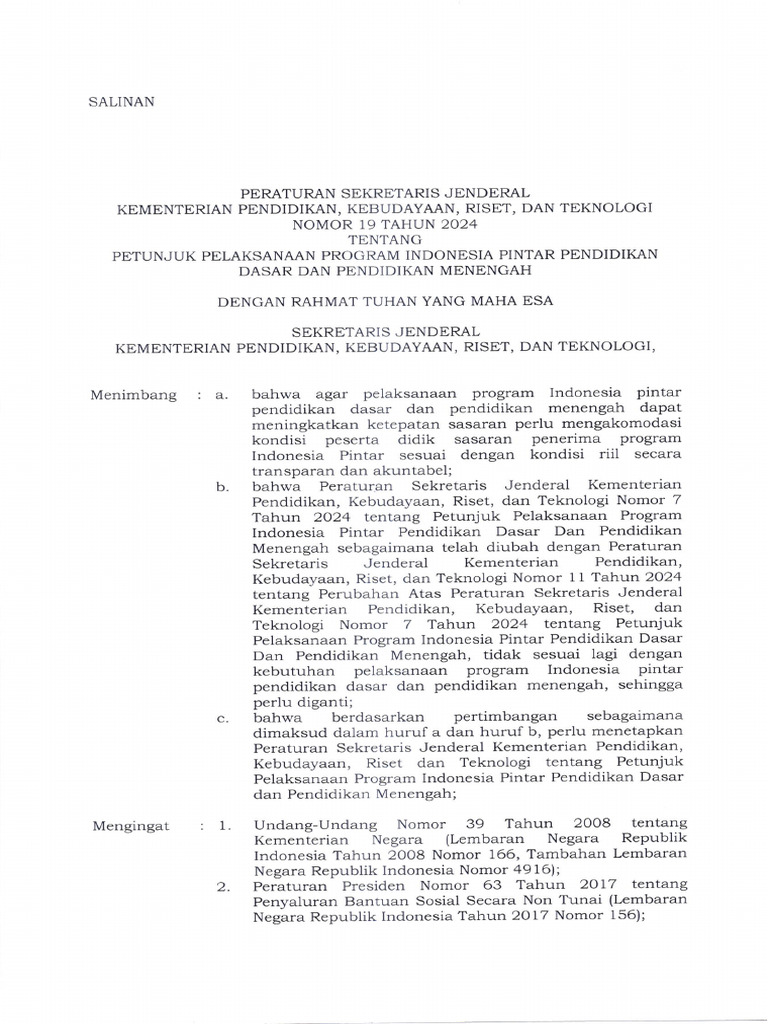 SALINAN PERSEJEN N0 19 TAHUN 2024 | PDF