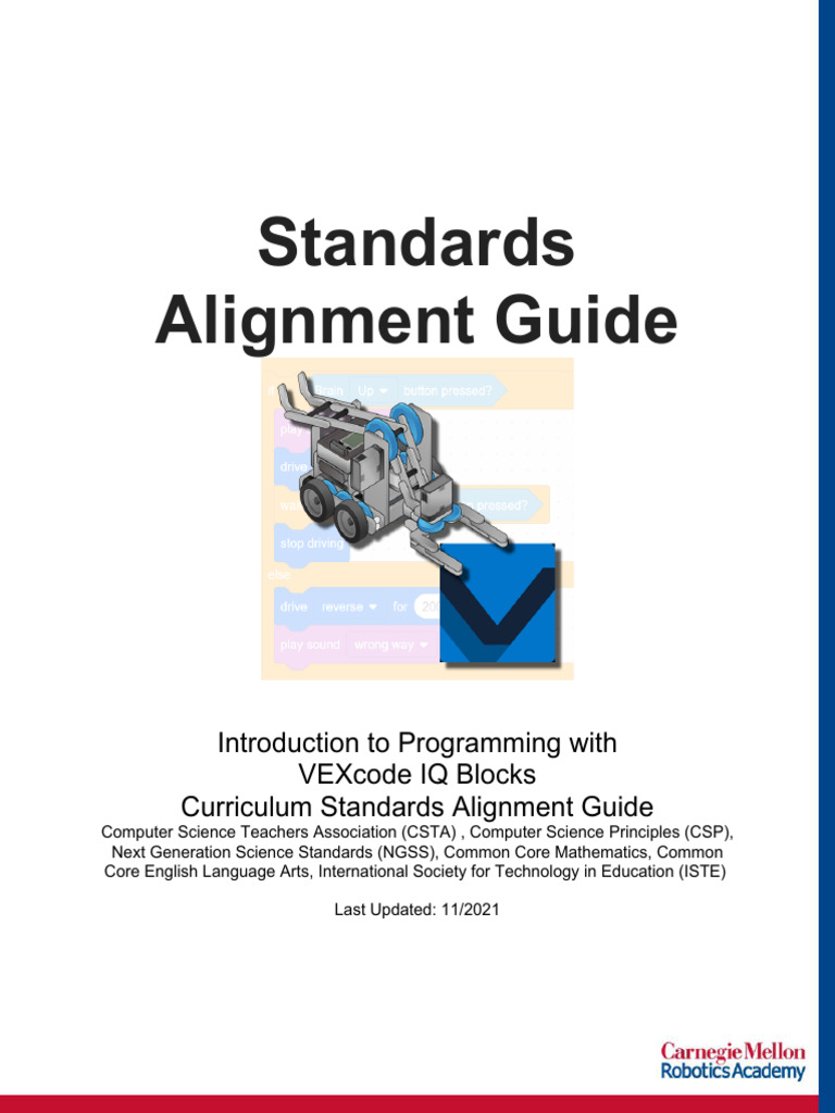 Standards Alignment Guide Introduction To Programming With Vexcode Iq Blocks | PDF | Computer ...