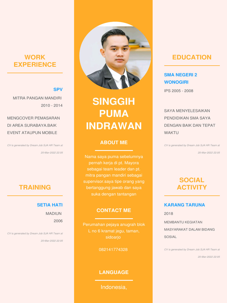 CV - Singgih puma indrawan (1) | PDF