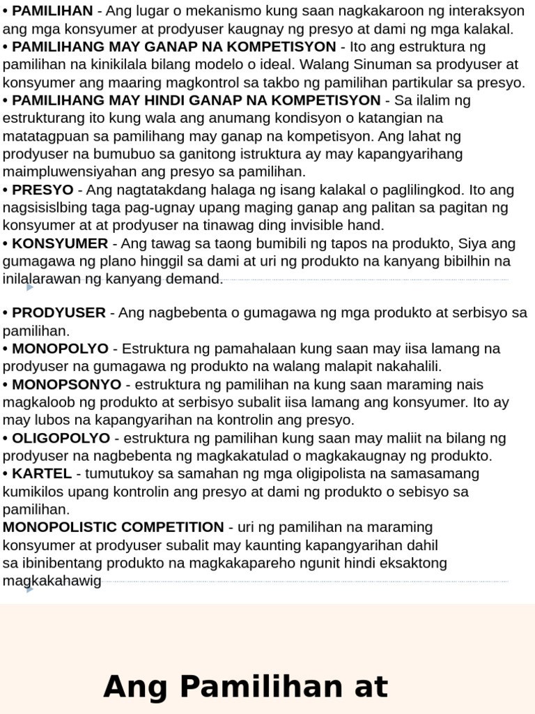 Ang Pamilihan at Ang Mga Istruktura Nito | PDF
