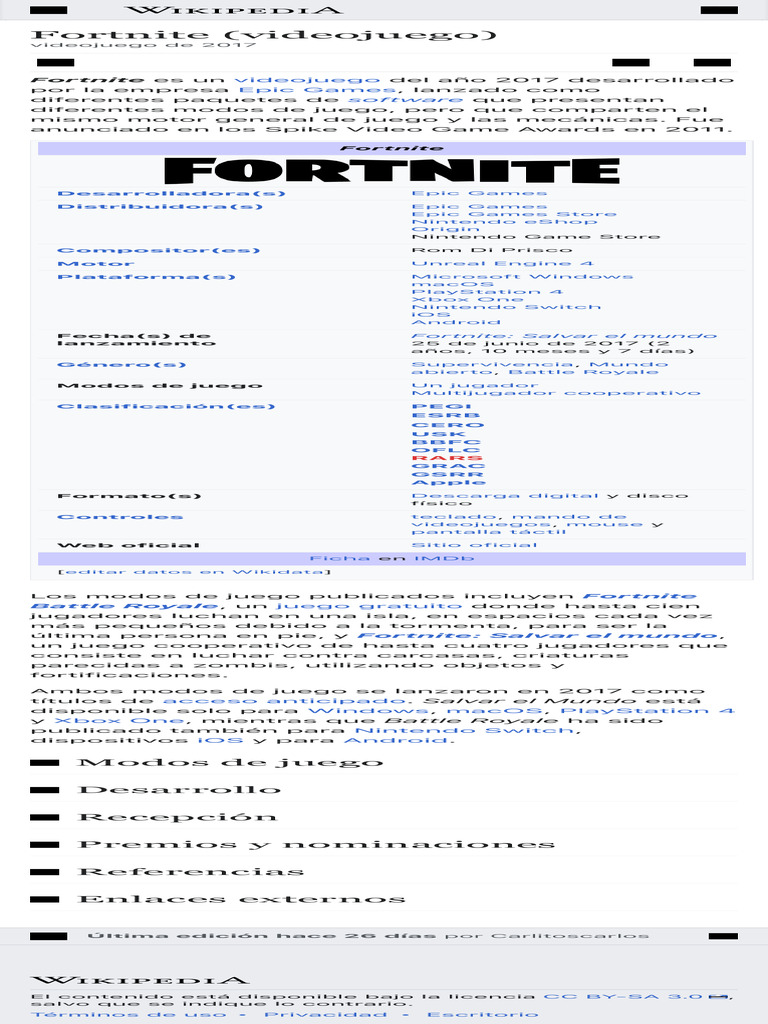 Fortnite (Videojuego) - Wikipedia, La Enciclopedia Libre | PDF | Juego de azar