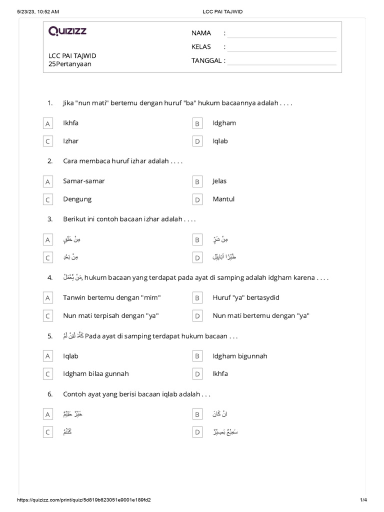 Lcc Pai Tajwid | PDF