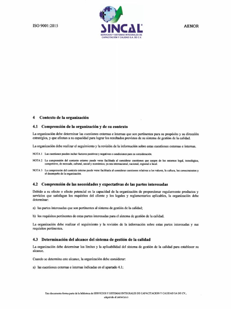 Iso 9001-2015 Sincal | PDF