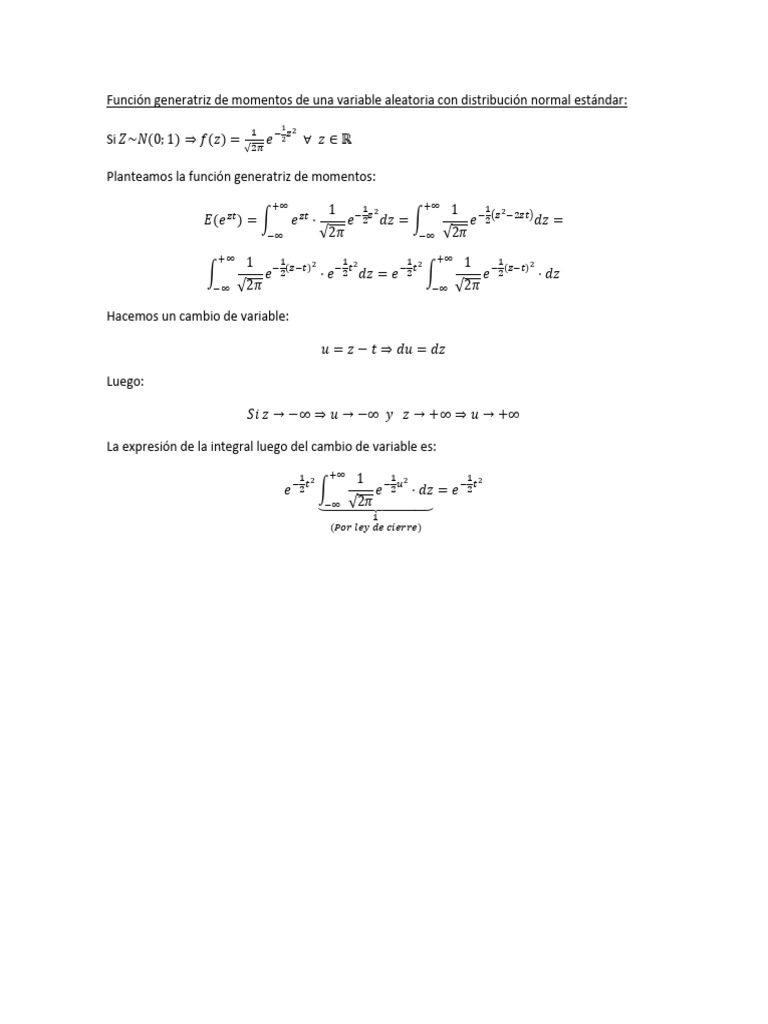 Función Generatriz de Momentos de Una Variable Aleatoria Con ...