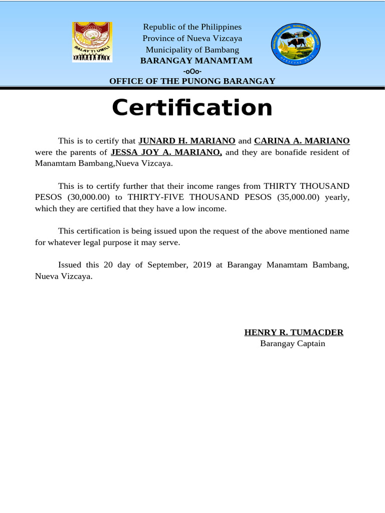 certificate of low income | PDF
