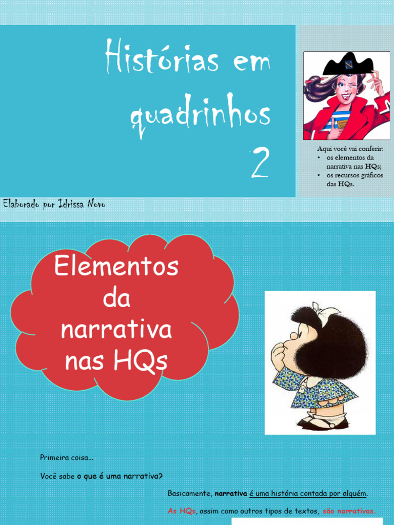 Aula Síncrona 3- Elementos Da Narrativa e Recursos Gráficos Das HQs | PDF
