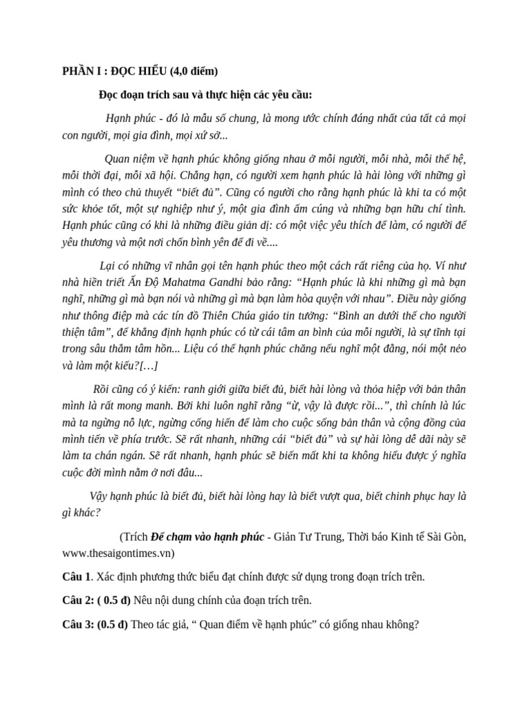 Đọc hiểu (1) HDC | PDF