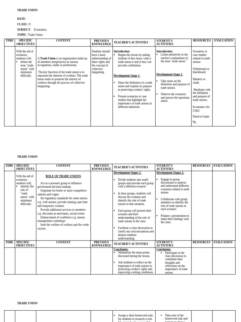 Understanding Trade Unions in Economics | PDF | Trade Union | Teachers