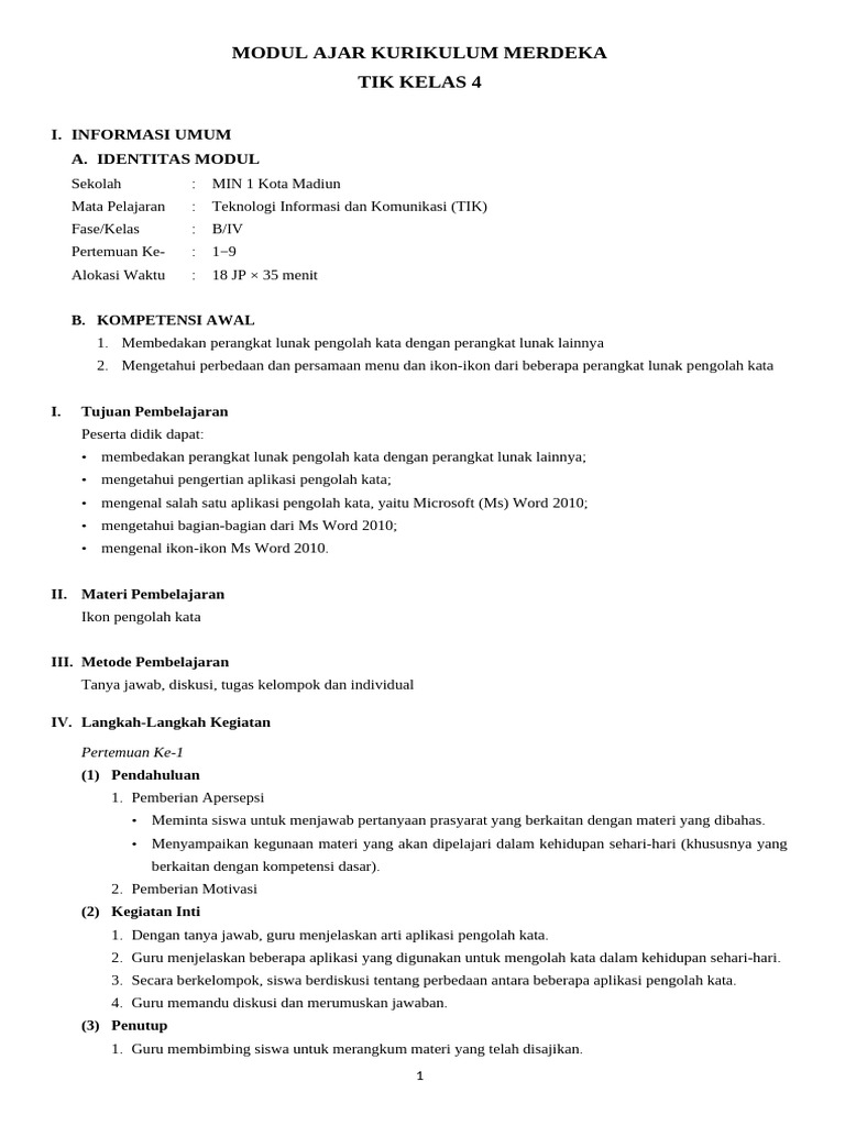 Modul Ajar Tik | PDF