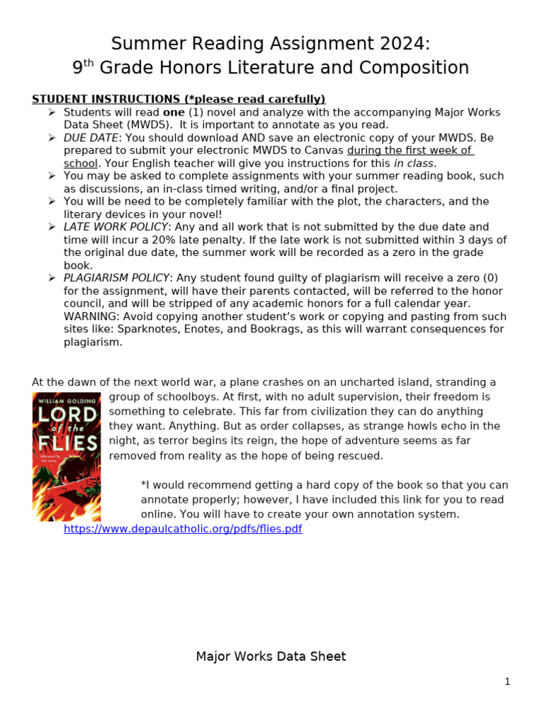 SY 24 25 9th Grade Literature | PDF | Plagiarism | General Fiction