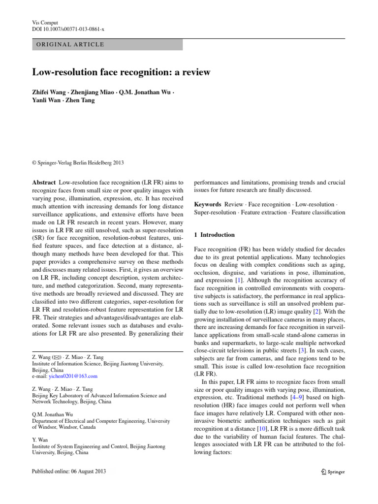 Low-Resolution Face Recognition: A Review | PDF