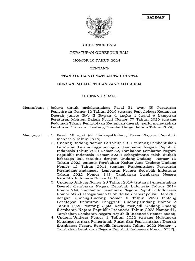 Pergub 10 - 2024 - SSH 2024 | PDF