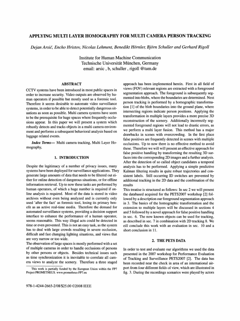 Arsic Et Al. - 2008 - Applying Multilayer Homography For Multi Camera ...