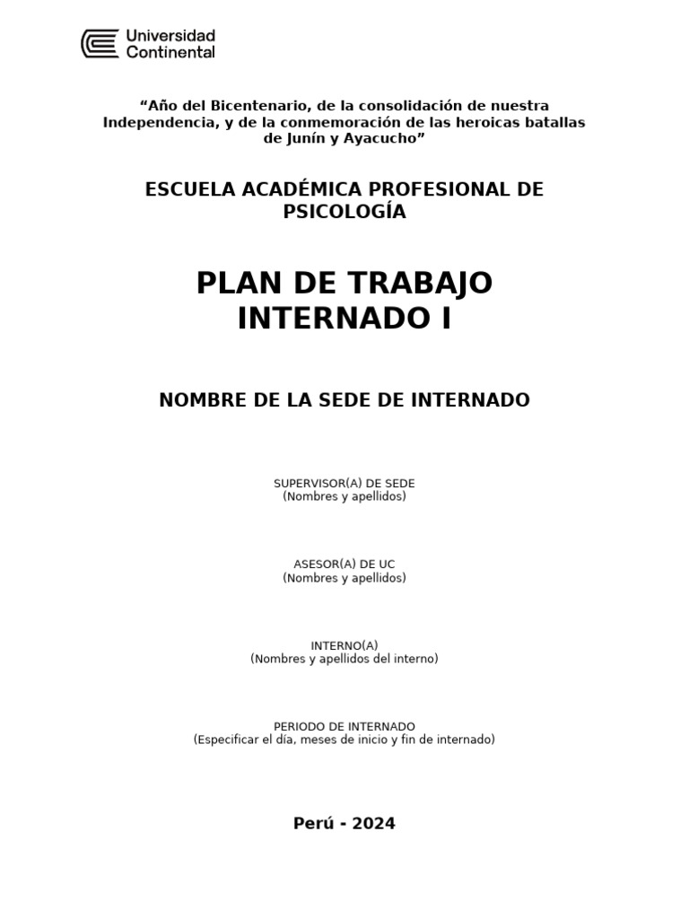 ANEXO 9_Plan de Trabajo_Internado | PDF