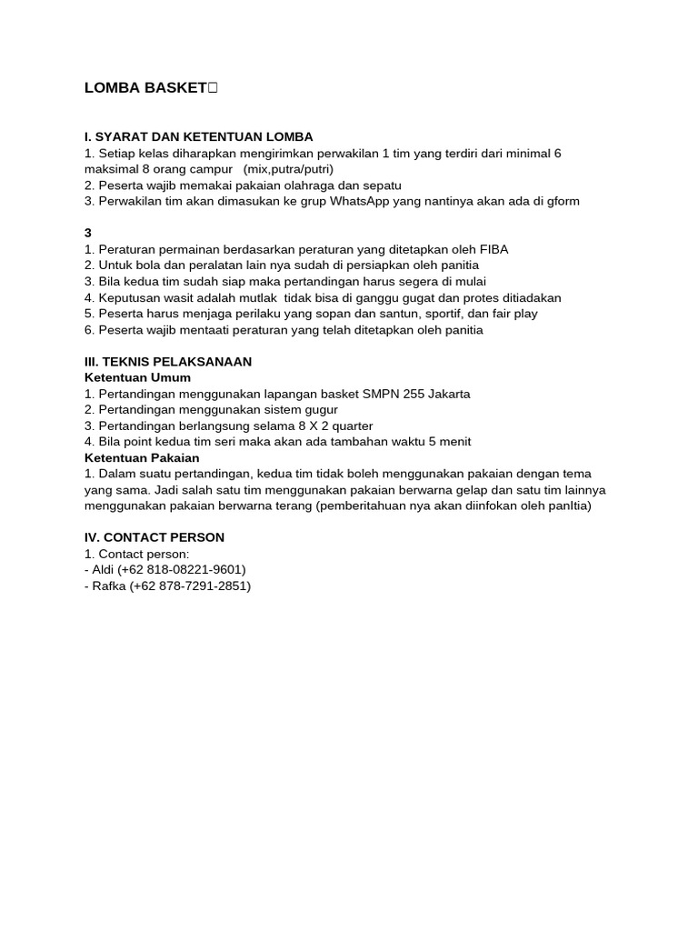 ?juknis Lomba Basket? | PDF