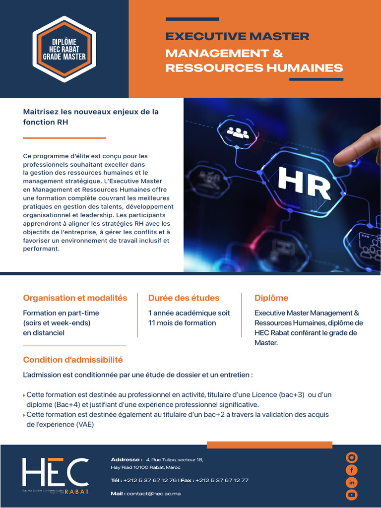 EXECUTIVE MASTER Management Ressources Humaines Min | PDF