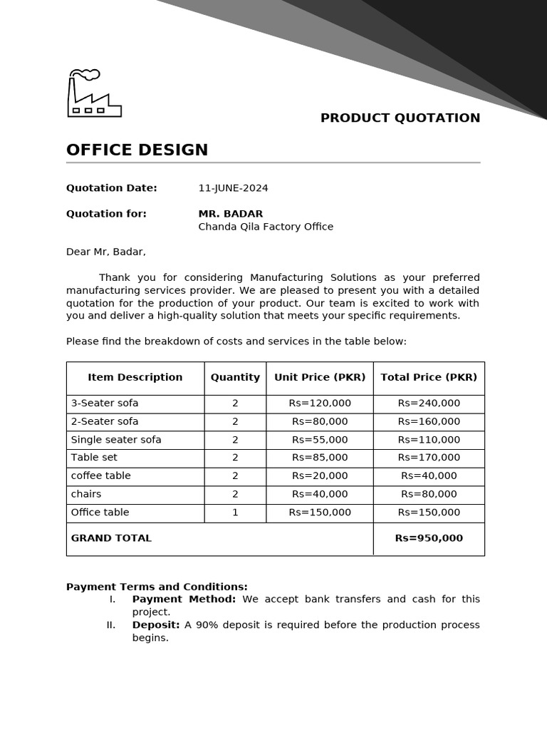 Product Quotation Template | PDF