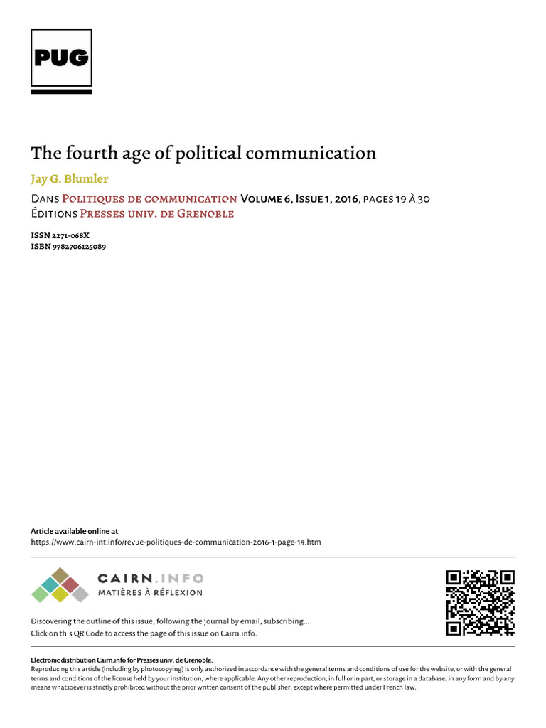 3 - Blumler - The Fourth Age of Political Communication | PDF