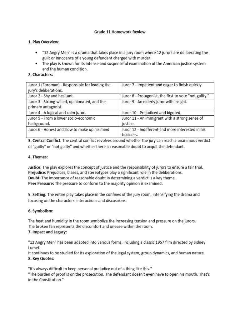 Grade 11 Homework Review | PDF
