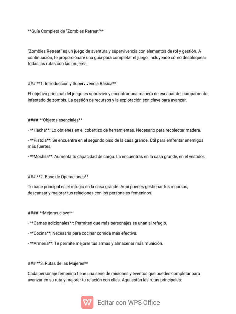 Guía Zombies Retreat-WPS Office | PDF