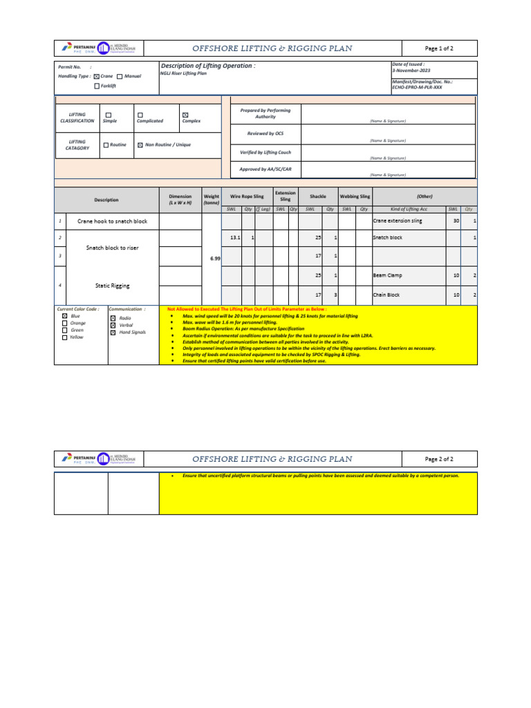 NGLJ 16in Riser Lifting Plan | PDF