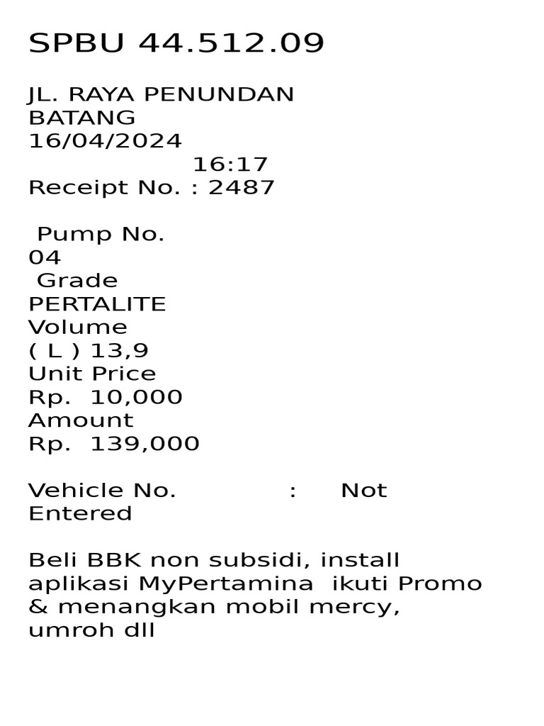 Struk Pom Kecil Tanpa Logo | PDF