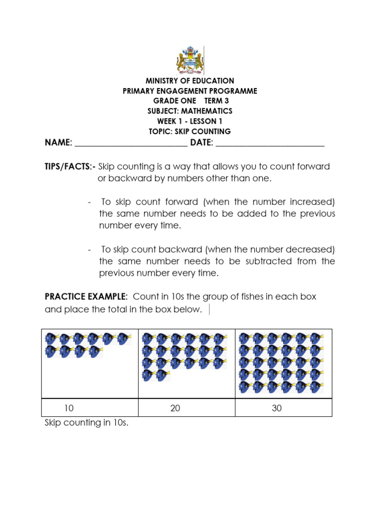 Grade 1 Mathematics Weeks 1-6 Worksheets - Term 3 | PDF
