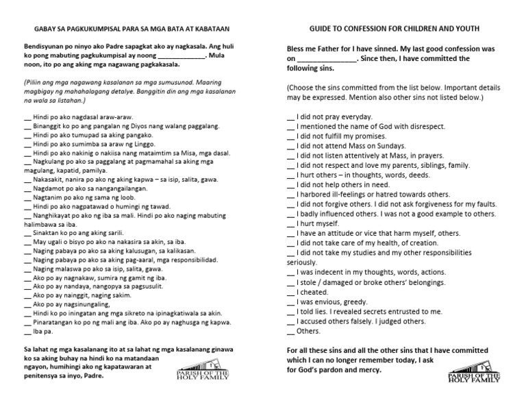 Confession Guide Children Youth | PDF