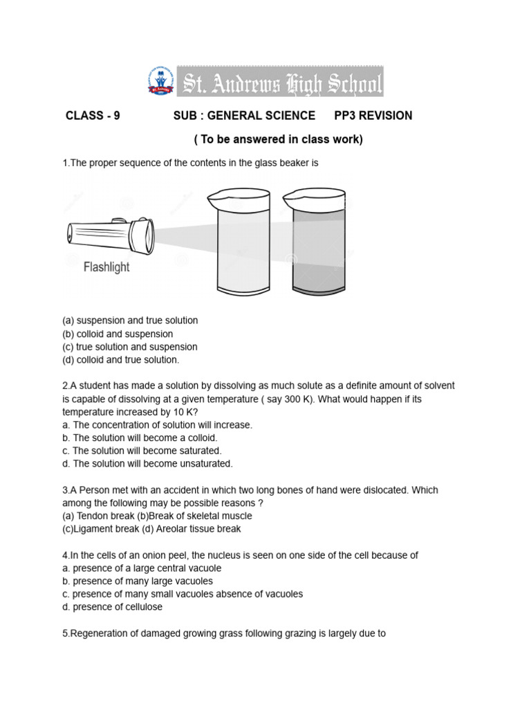 Class 9 - Pp3 Bio - Revision - Gsc-2023-24 | PDF