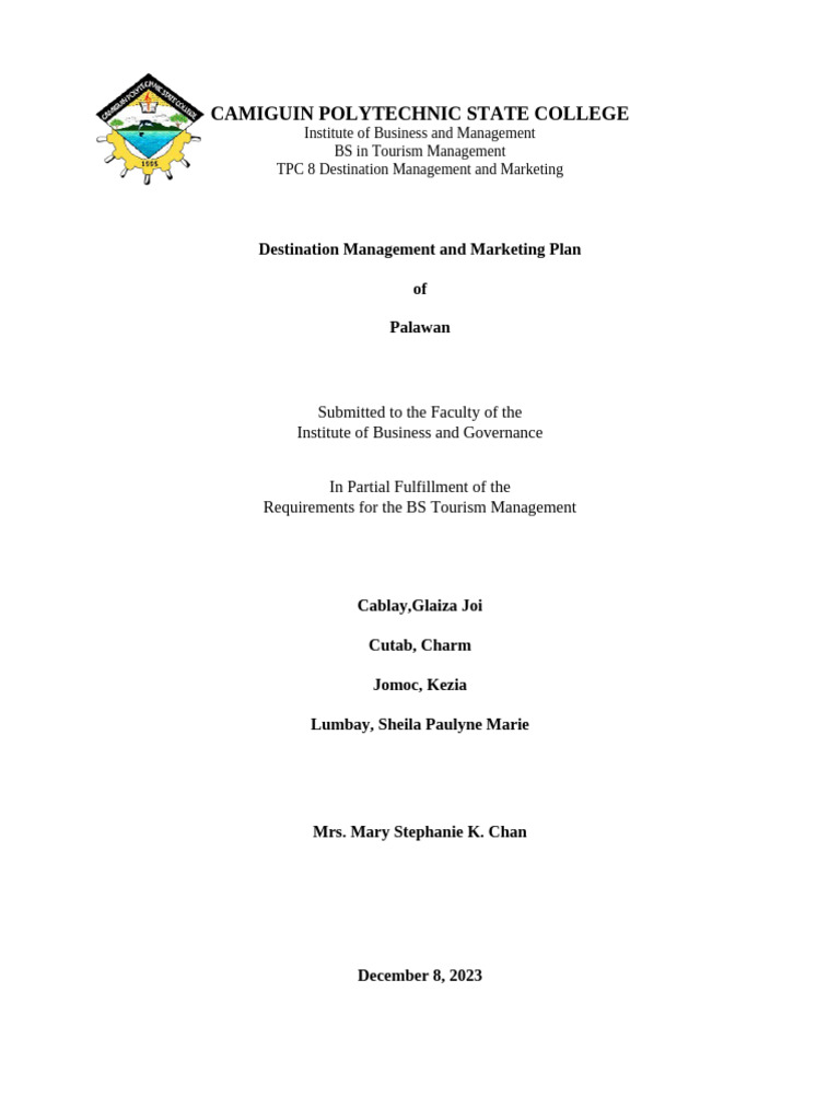 Destination Management and Marketing Plan PALAWAN | PDF