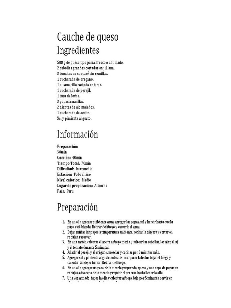 Cauchi o Cauche de Queso | PDF