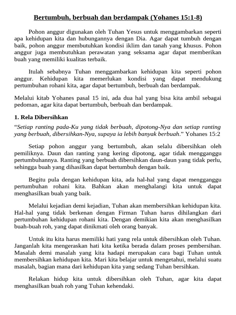 Bertumbuh, Berbuah Dan Berdampak | PDF