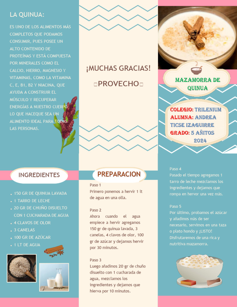 Triptico Mazamorra de Quinua | PDF