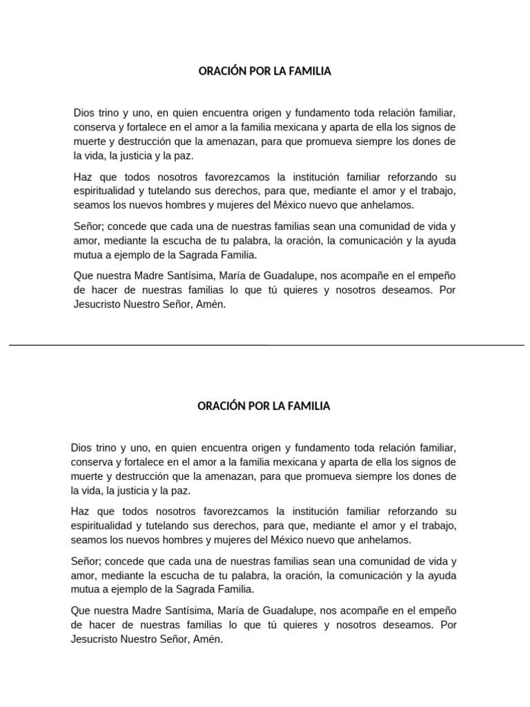 Oración Por La Familia Pdf